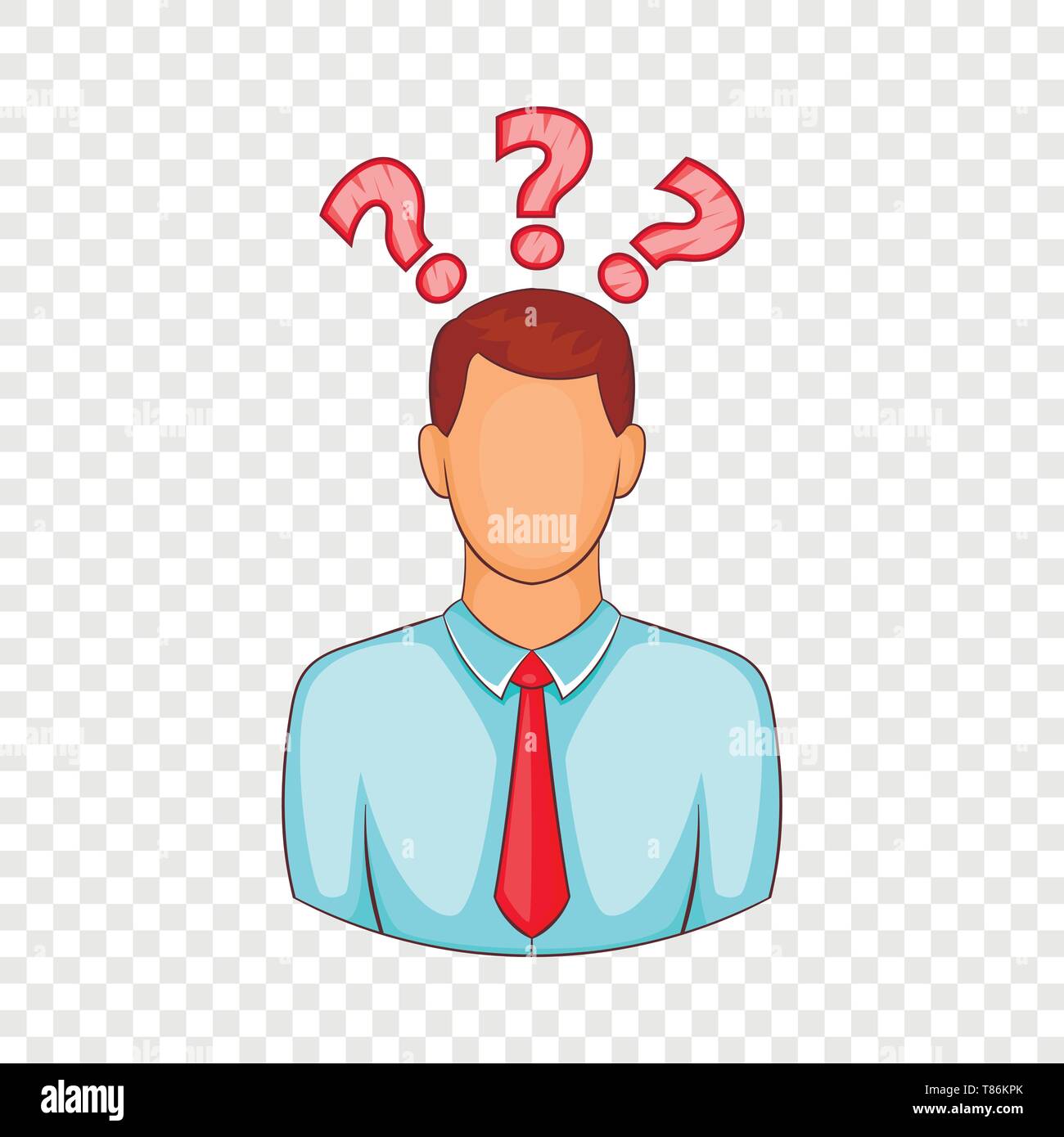 Mann mit Fragezeichen-Symbol, Cartoon-Stil Stock-Vektorgrafik - Alamy