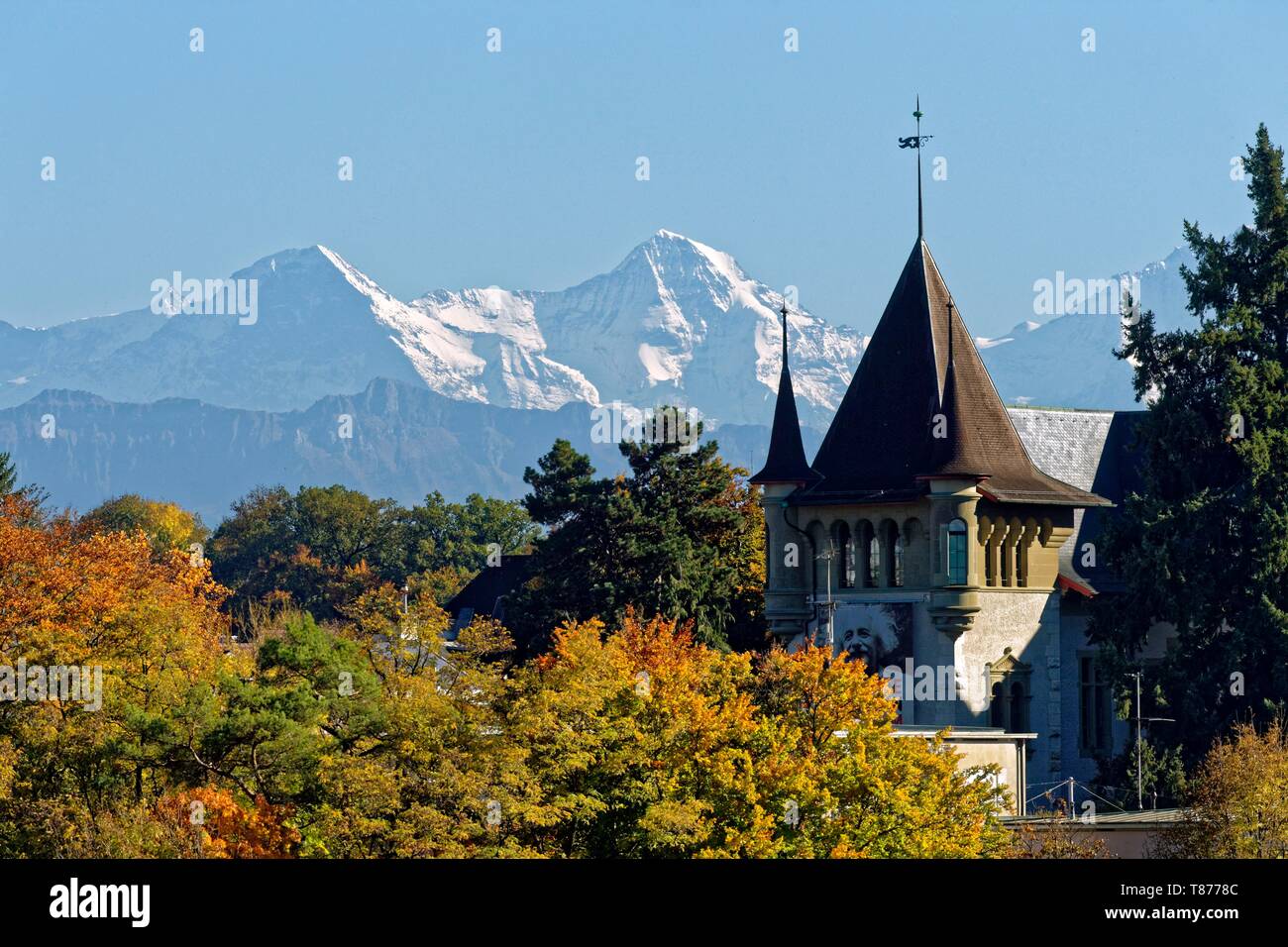 Schweiz, Kanton Bern, Bern, die Altstadt als Weltkulturerbe von der ...