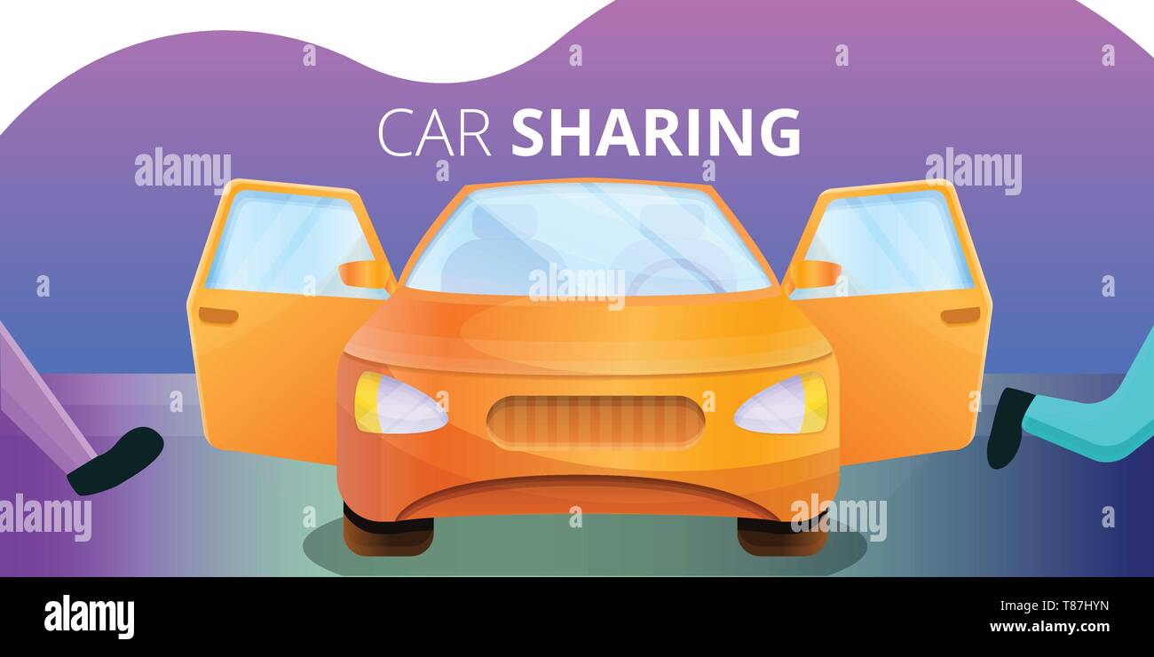 Car sharing Konzept Banner. Cartoon Illustration des Car Sharing vektor ...