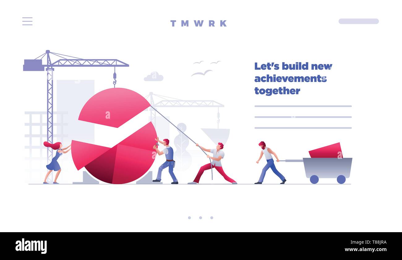 Web site Design vorlage. Vector Illustration Menschen bauen eine neue ...