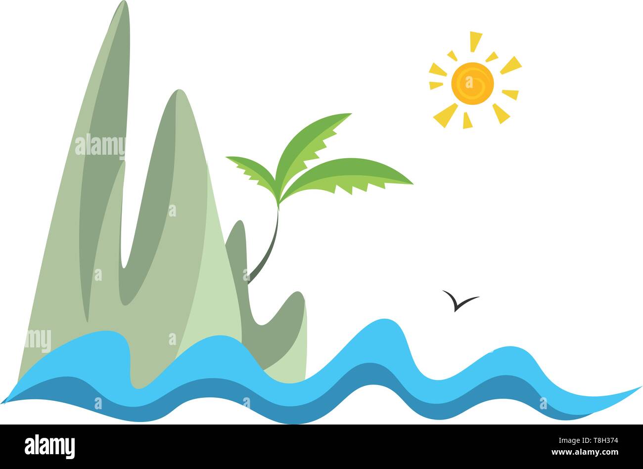 Insel Hand gezeichnet Design, Illustration, Vektor auf weißem ...