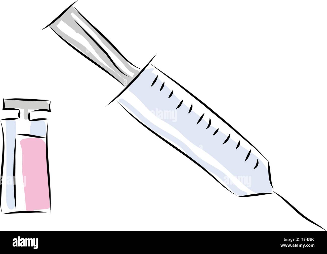Spritze Hand gezeichnet Design, Illustration, Vektor auf weißem ...