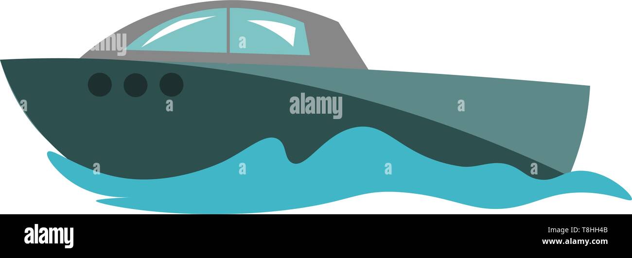 Eine blaue Beschleunigung Motorboot auf dem Wasser, Vector, Farbe ...