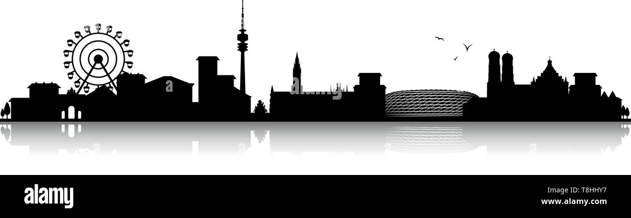 München skyline Silhouette schwarz Stock-Vektorgrafik - Alamy