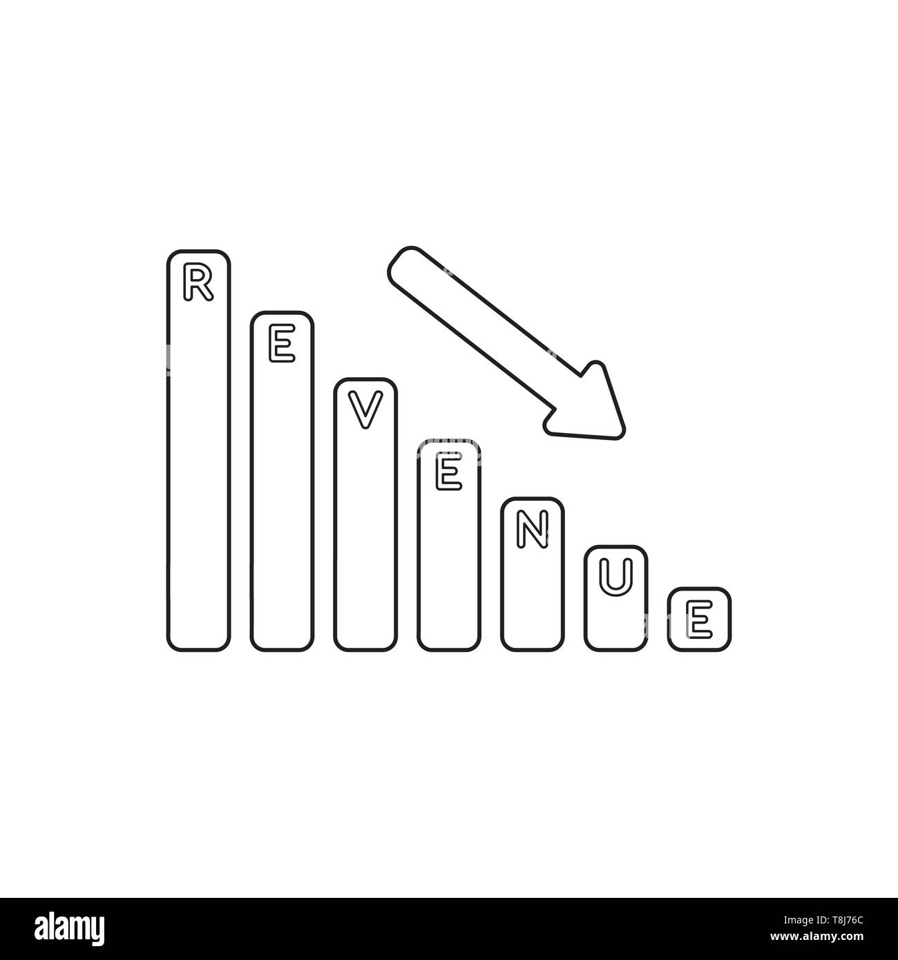 Vektor icon Konzept der Umsatz Umsatz Balkendiagramm nach unten ...