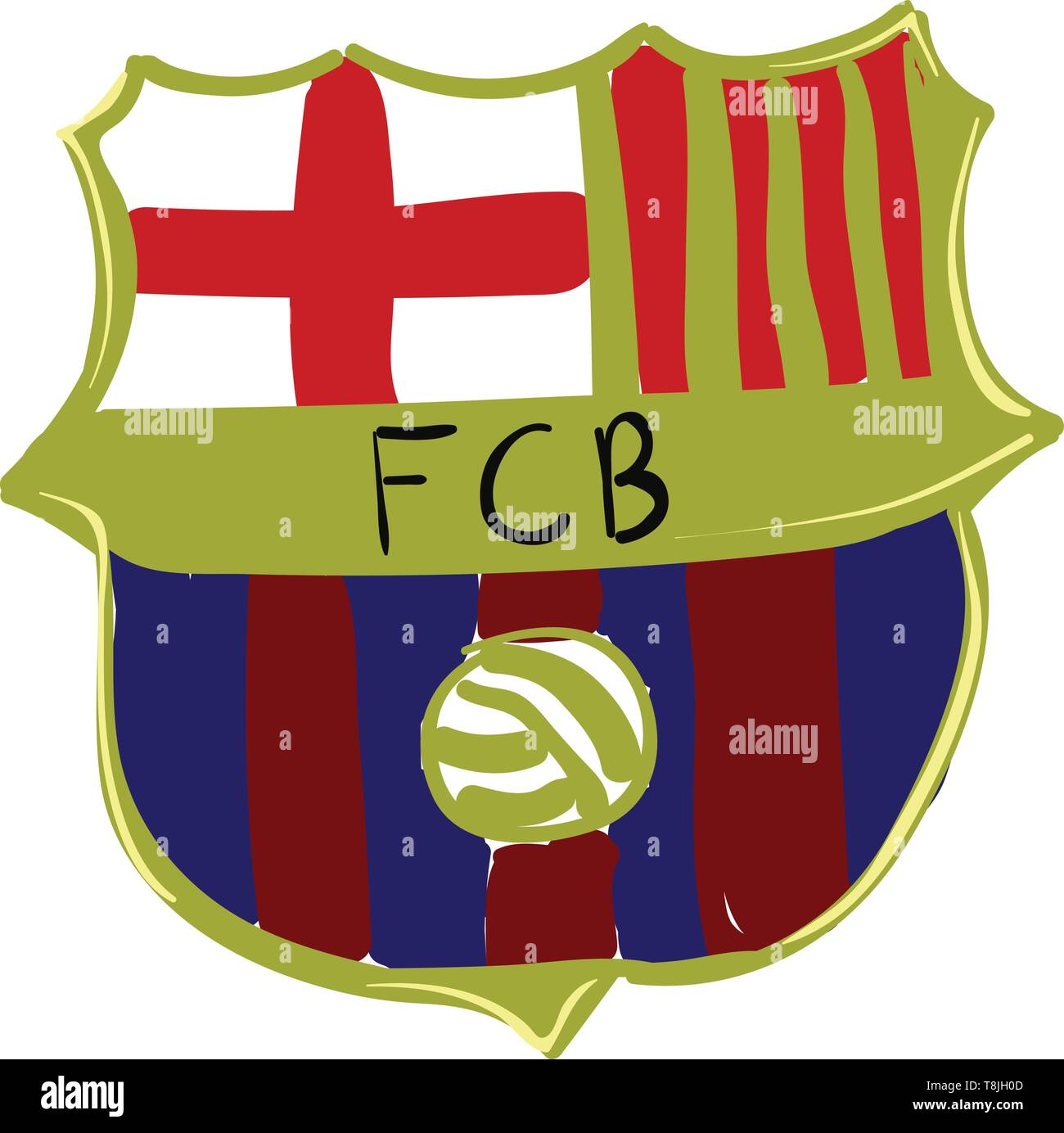 Eine Zeichnung des FC Barcelona Emblem, Vector, Farbe, Zeichnung oder ...