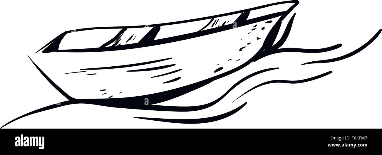 Dies ist eine Skizze von einem Boot. , Vector, Farbe, Zeichnung oder ...