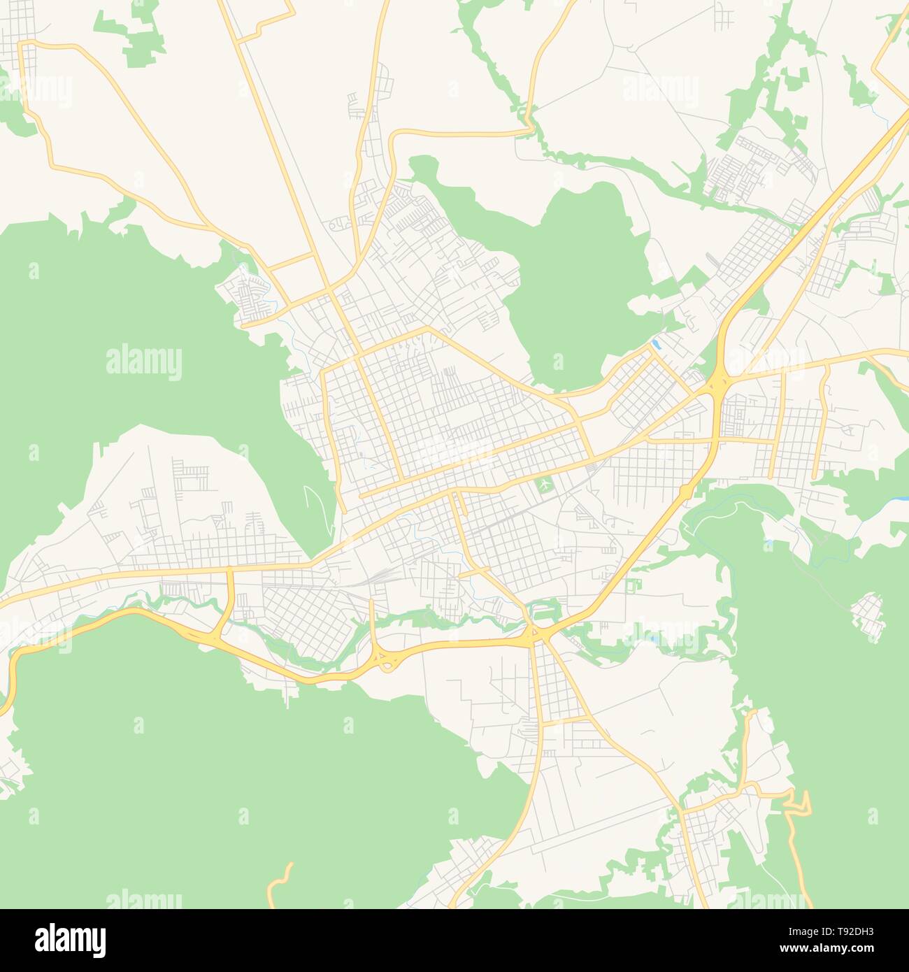 Leeren Vektor Karte von Orizaba, Veracruz, Mexiko, druckbare road map ...