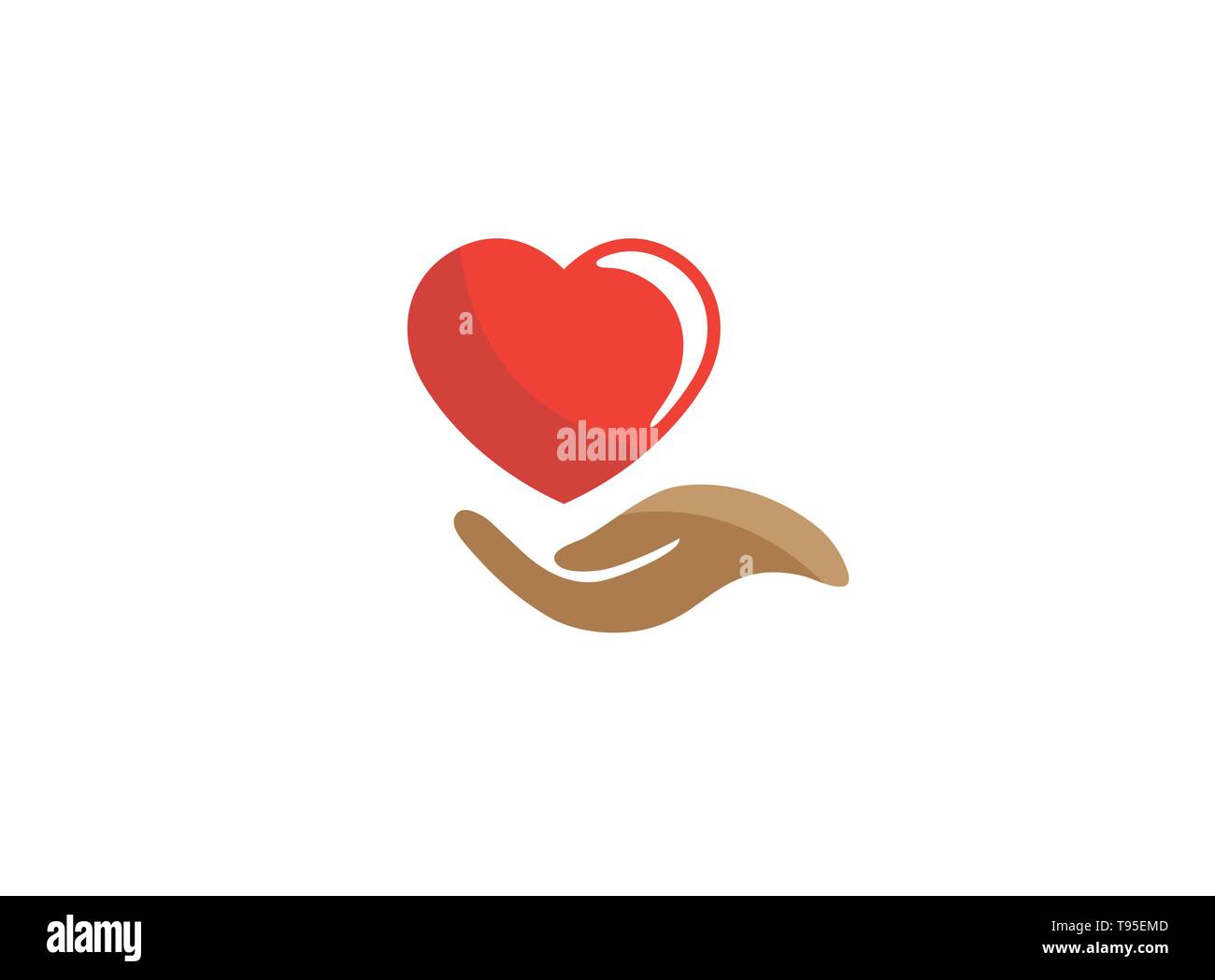 Herz spenden und Hand Logo Design Stock-Vektorgrafik - Alamy