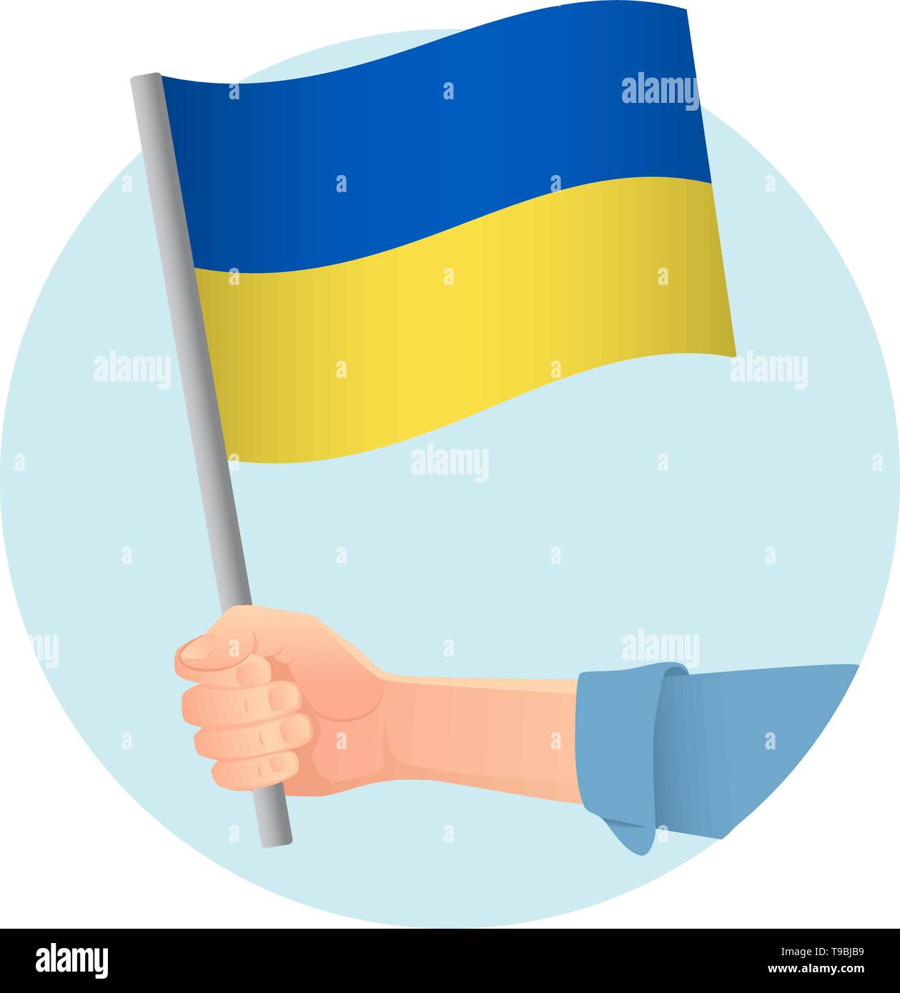 Ukraine Fahne in der Hand. Patriotischen Hintergrund. Flagge der ...