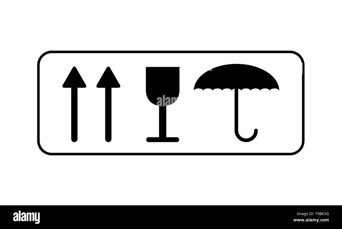 Vector Illustration von Handhabung und Verpackung Symbole für Karton ...