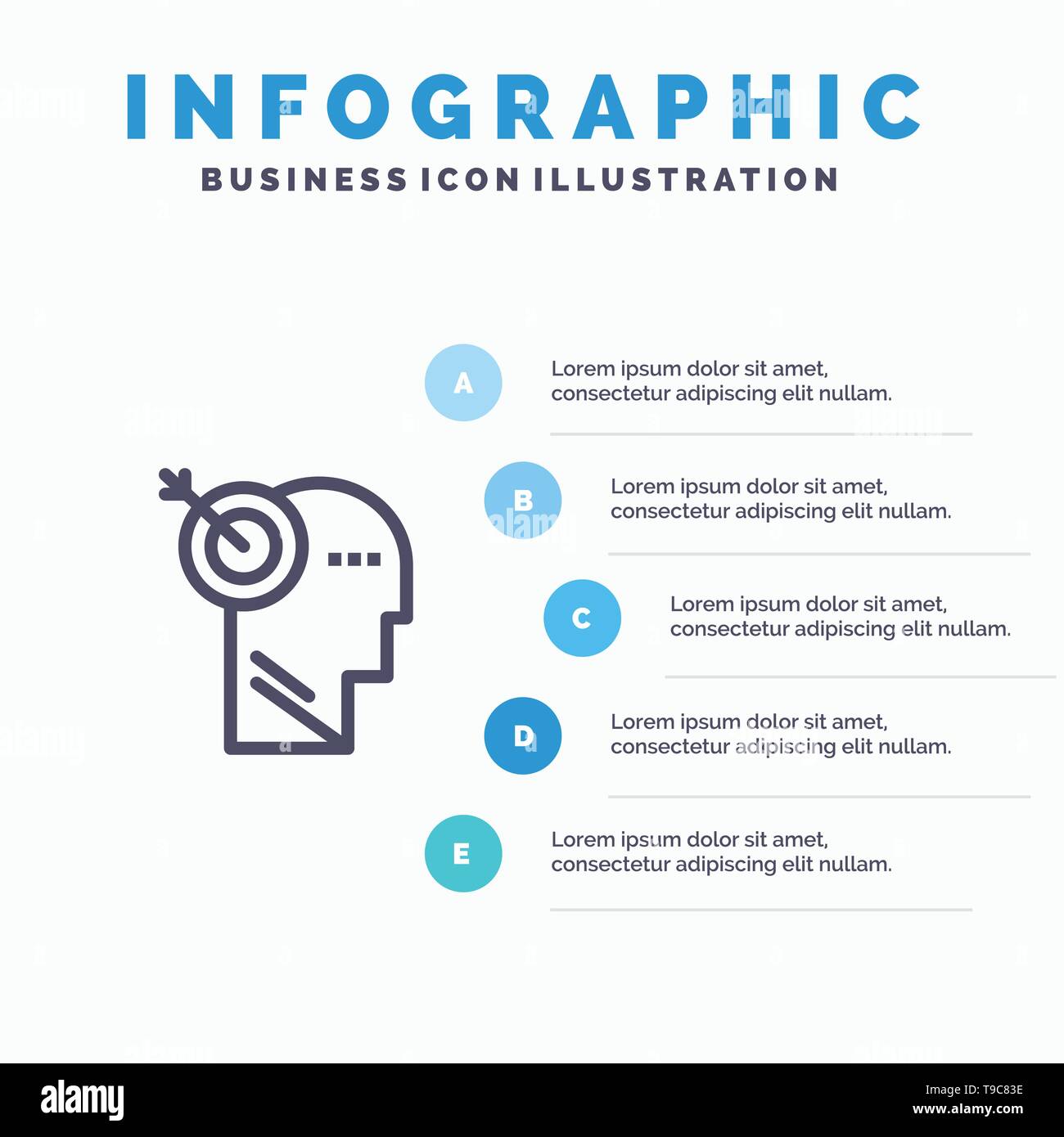 Pfeil, Konzentration, Präzision, Symbol mit 5 Stufen Präsentation ...