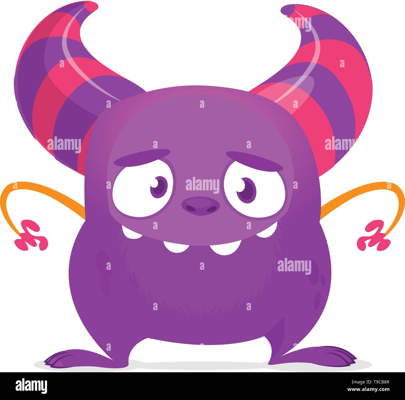 Lustige Cartoon Monster mit großen Mund. Vektor lila Monster Abbildung ...