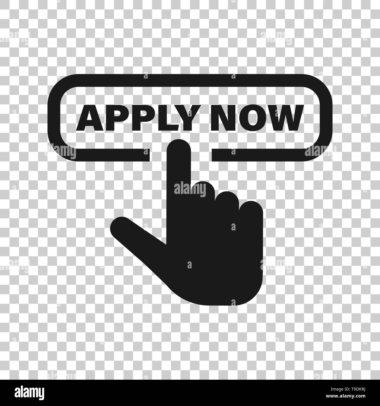Jetzt bewerben Symbol in transparenten Stil. Finger cursor Vector ...