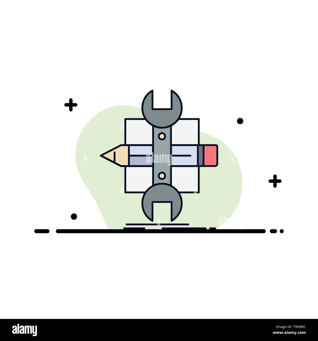 Erstellen, Entwerfen, Entwickeln, Skizze, Werkzeuge flach Farbe Symbol ...