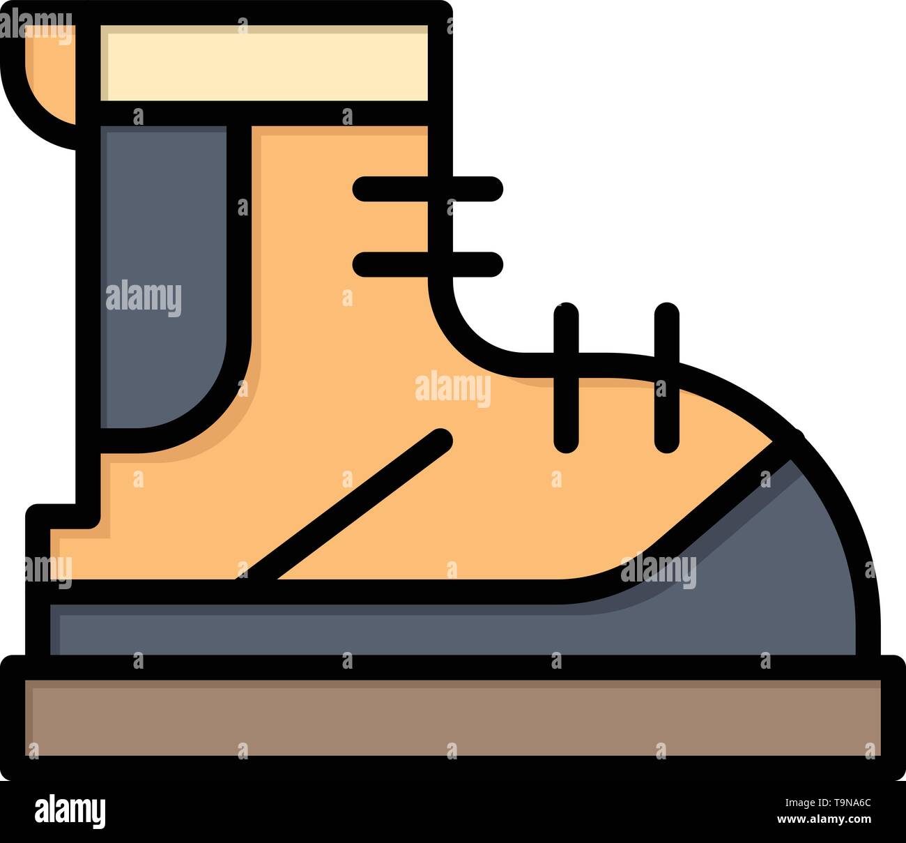 Stiefel, Wanderer, Wandern, Bahn, Boot flach Farbe Symbol. Vektor icon ...