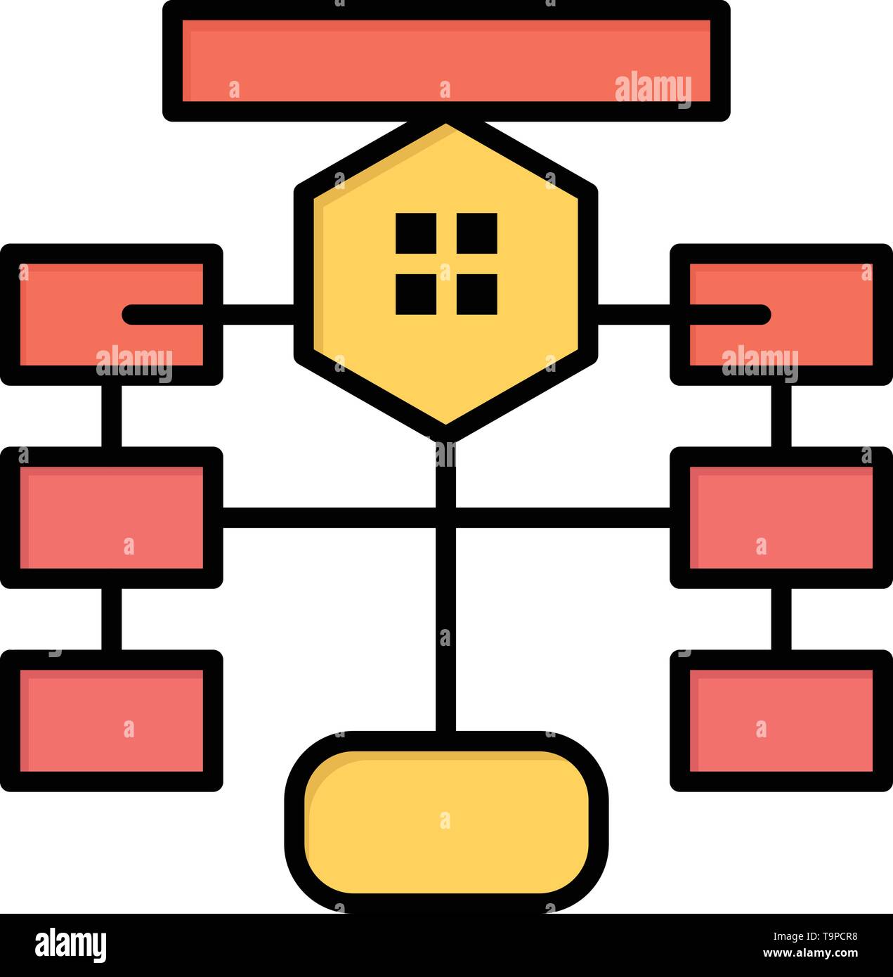 Ablaufdiagramm, Flow Chart, Daten, Datenbank flachen Farbe Symbol ...