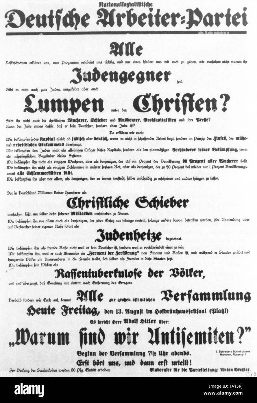 Nsdap poster 1920 -Fotos und -Bildmaterial in hoher Auflösung – Alamy