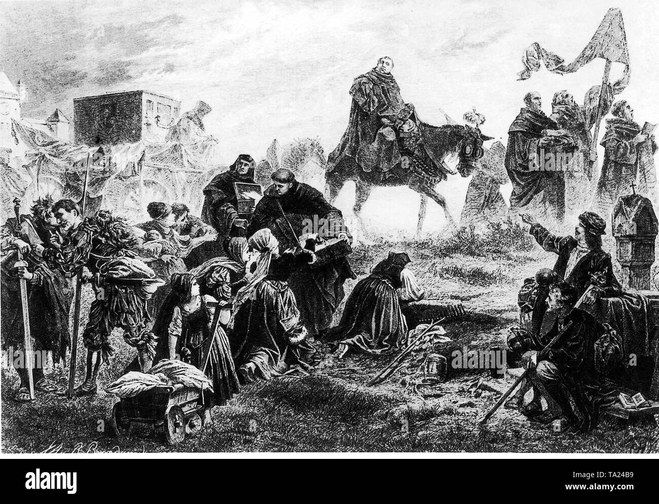 Das Foto zeigt eine Abbildung aus dem 19. Jahrhundert: Die pardoner und ...