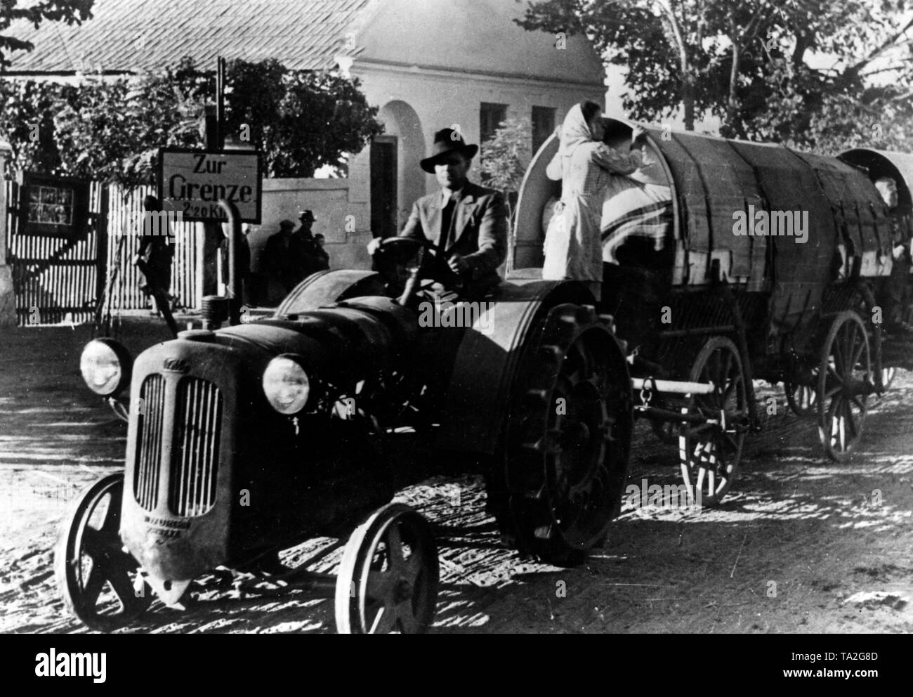 Ein deutscher Flüchtling Route auf dem Weg zum Reich Grenze. Im Sommer ...