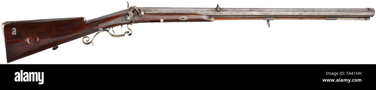 Ein percussion Rifle, Fischer und Sohn von Lübeck, um 1860 achteckige ...