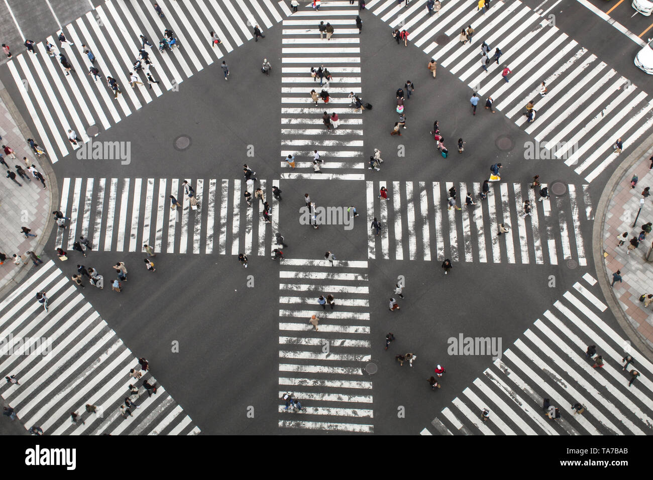 Eine Ansicht einer Jagt Kreuzung von oben in Ginza, Tokyo Stockfotografie - Alamy