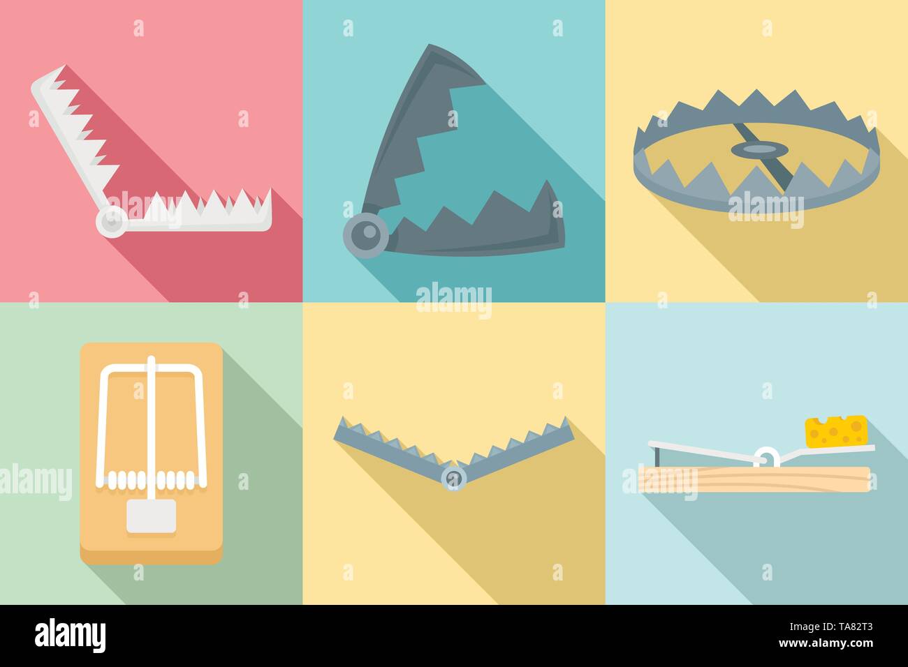 Trap Symbole gesetzt. Flachbild der Trap Vector Icons für Web Design ...