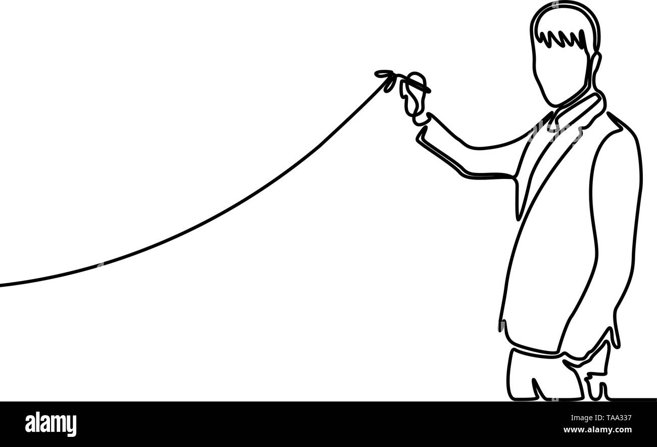 Durchgehende Linie zeichnen Geschäftsmann Zeichnung steigende Diagramm ...
