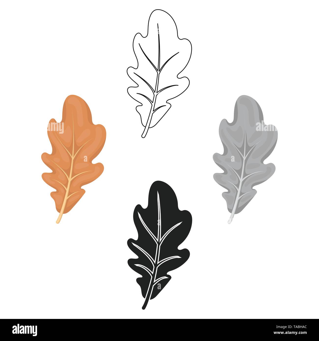 Eichenlaub Symbol im Cartoon Stil, schwarz auf weißem Hintergrund ...