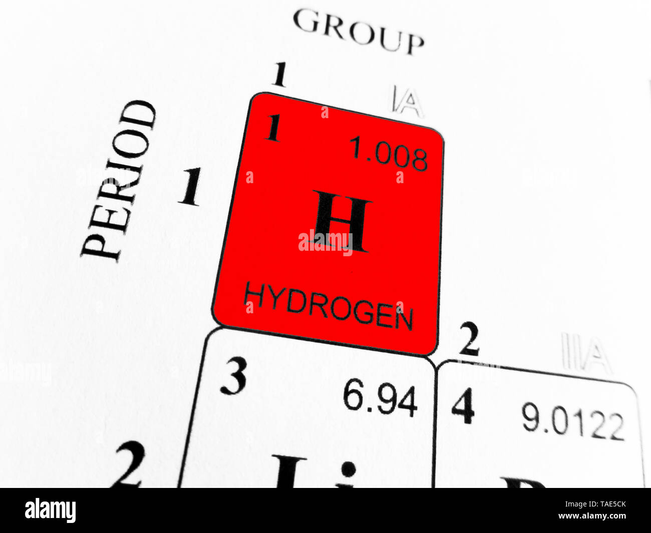 Wasserstoff auf das Periodensystem der Elemente Stockfotografie - Alamy