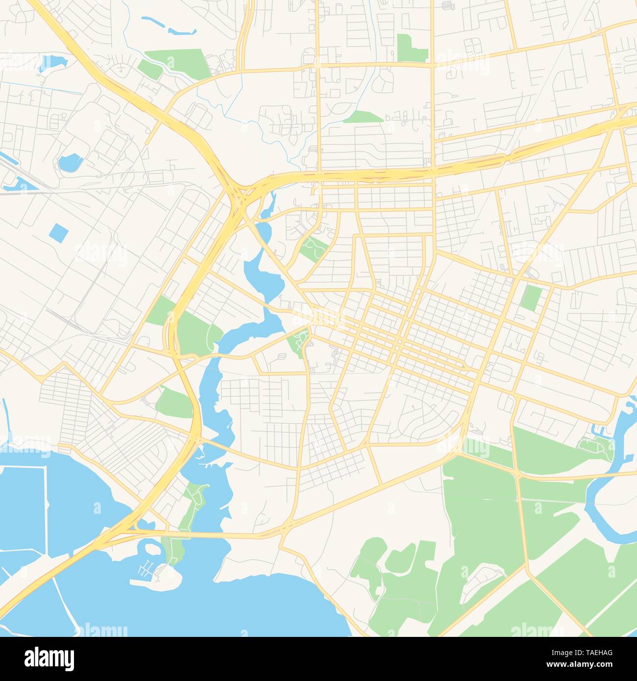 Leeren Vektor Karte von Baytown, Texas, USA, druckbare road map im ...