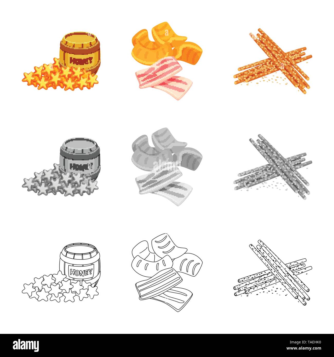 Vector Illustration von Geschmack und seasonin Symbol. Satz von ...