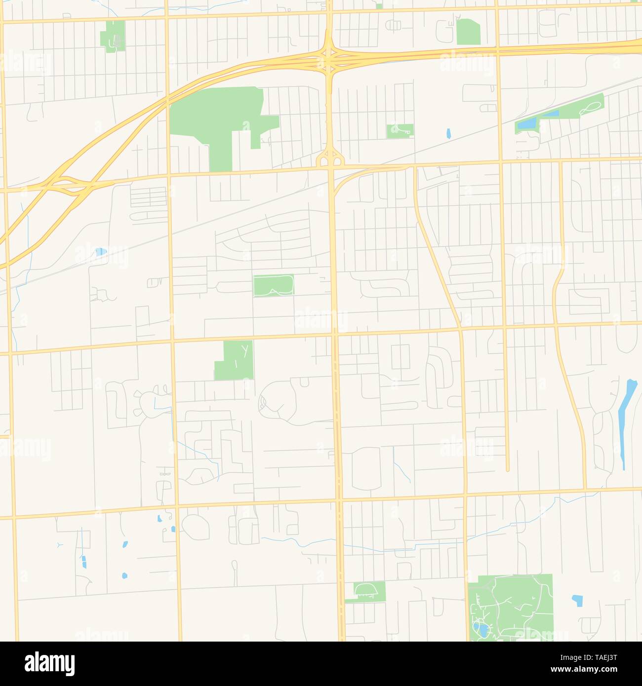 Leeren Vektor Karte von Taylor, Michigan, USA, druckbare road map im ...