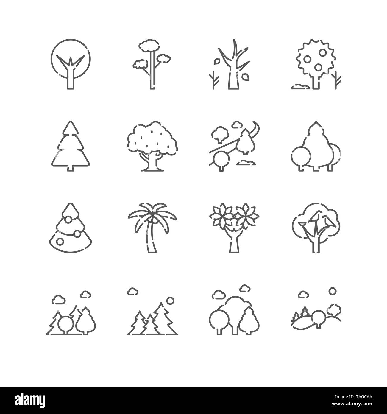 Symbol Leitung festgelegt. Bäume im Zusammenhang lineare Symbole. Wald ...