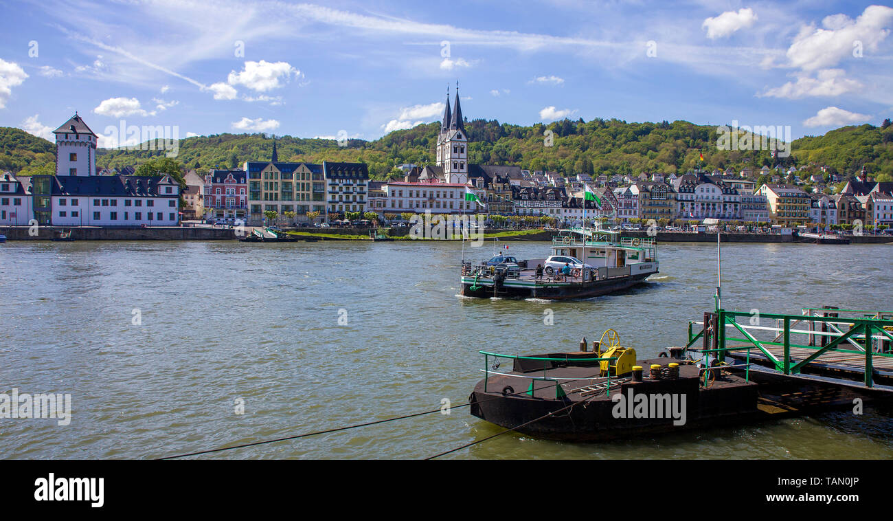 Rheinpromenade und St. Severus Kirche in Boppard, Unesco Welterbe ...