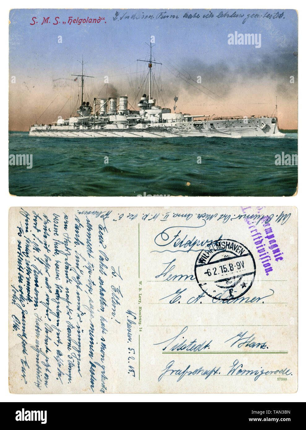 Deutsche Historische Postkarte: SMS Helgoland, 1909, deutsche ...