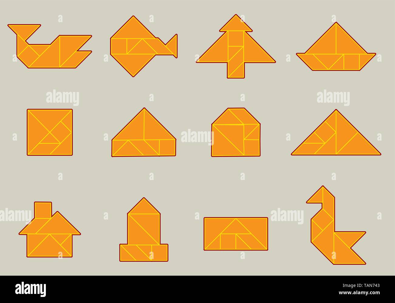 Tangram Figuren in verschiedenen Formen. Vector Illustration Stock ...