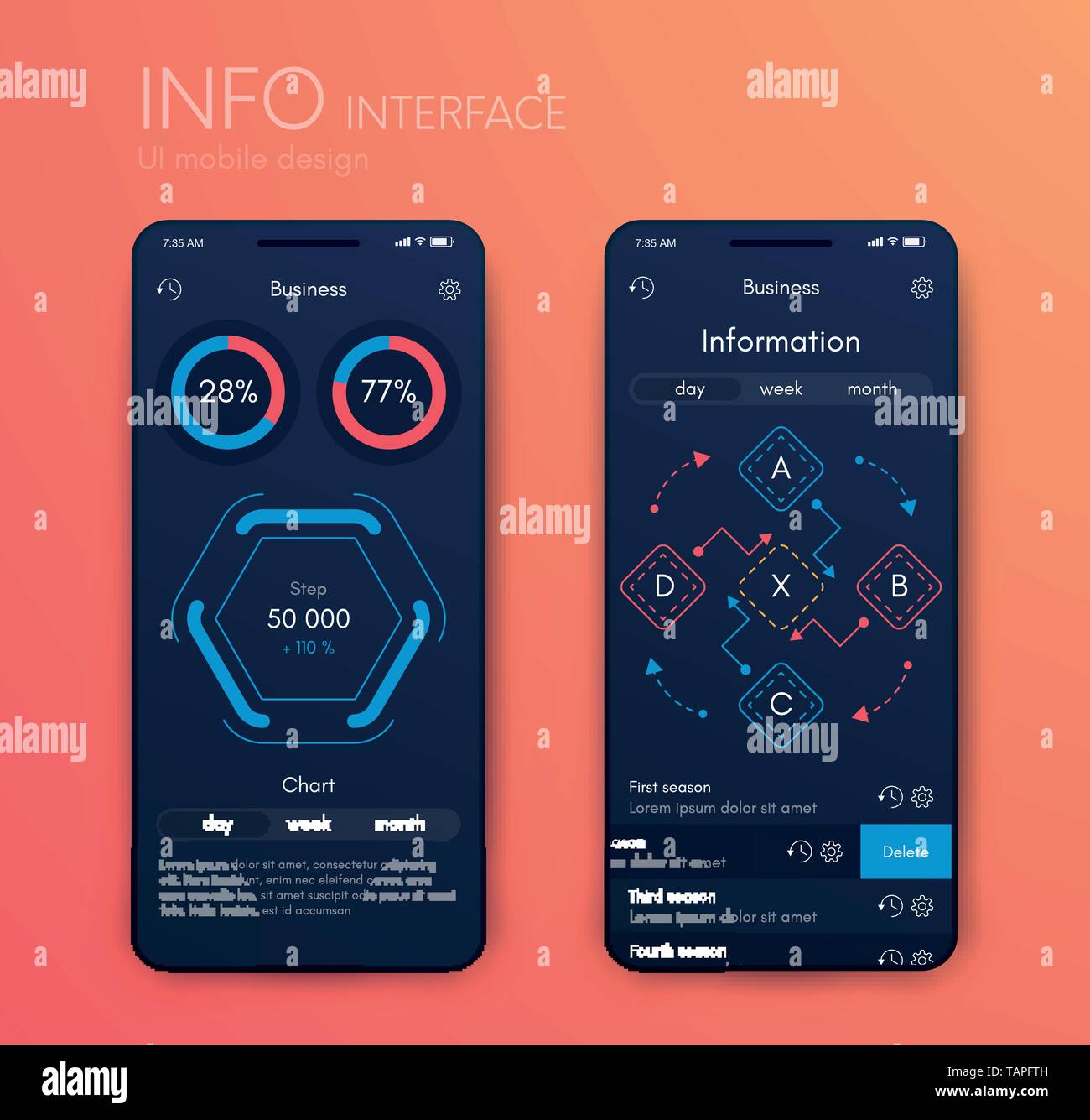 Vektorgrafiken mobile Infografiken mit zwei und vier Optionen. Vorlage ...