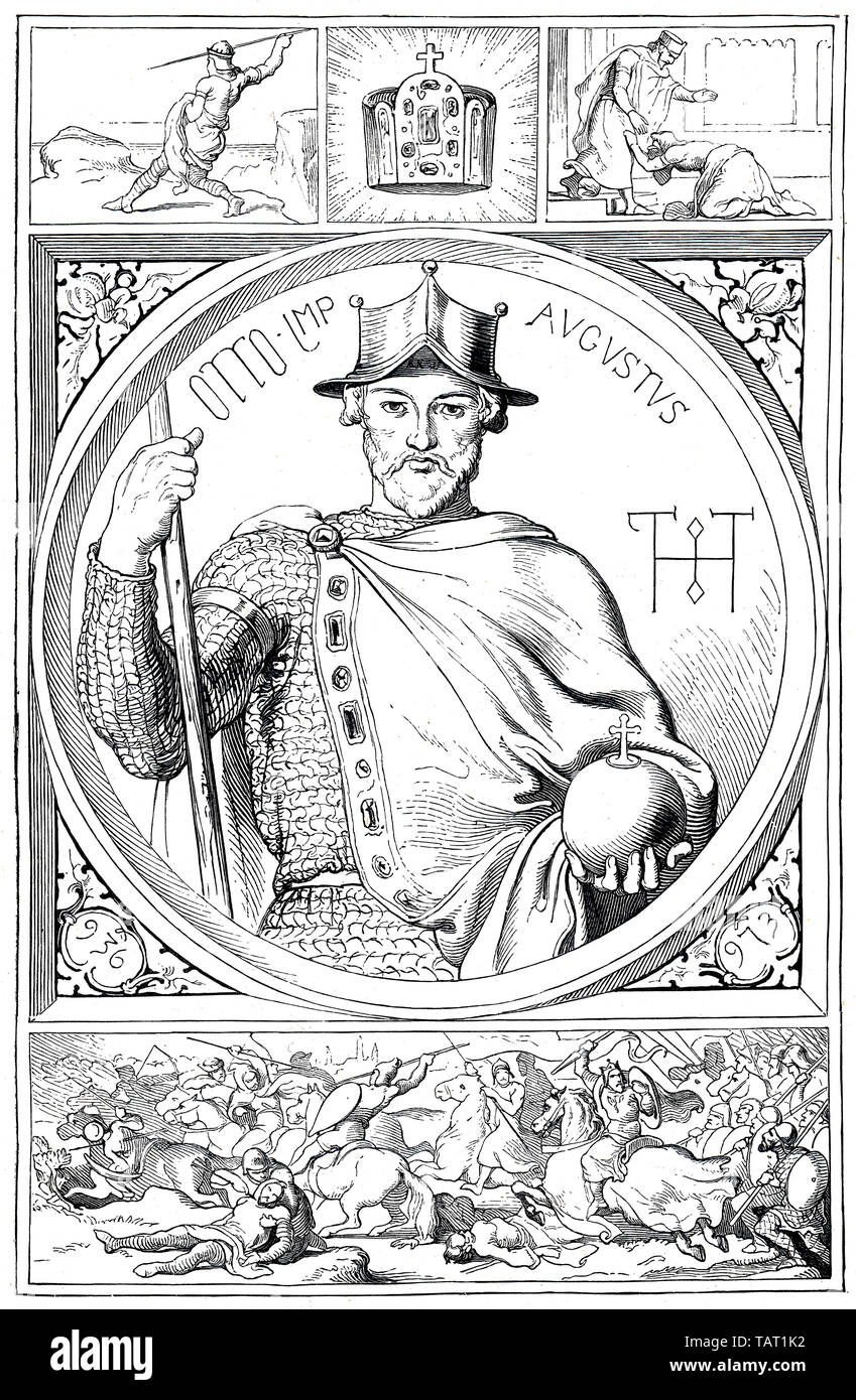 Otto I., der Große, 912-973, historische Darstellung aus dem 19 ...