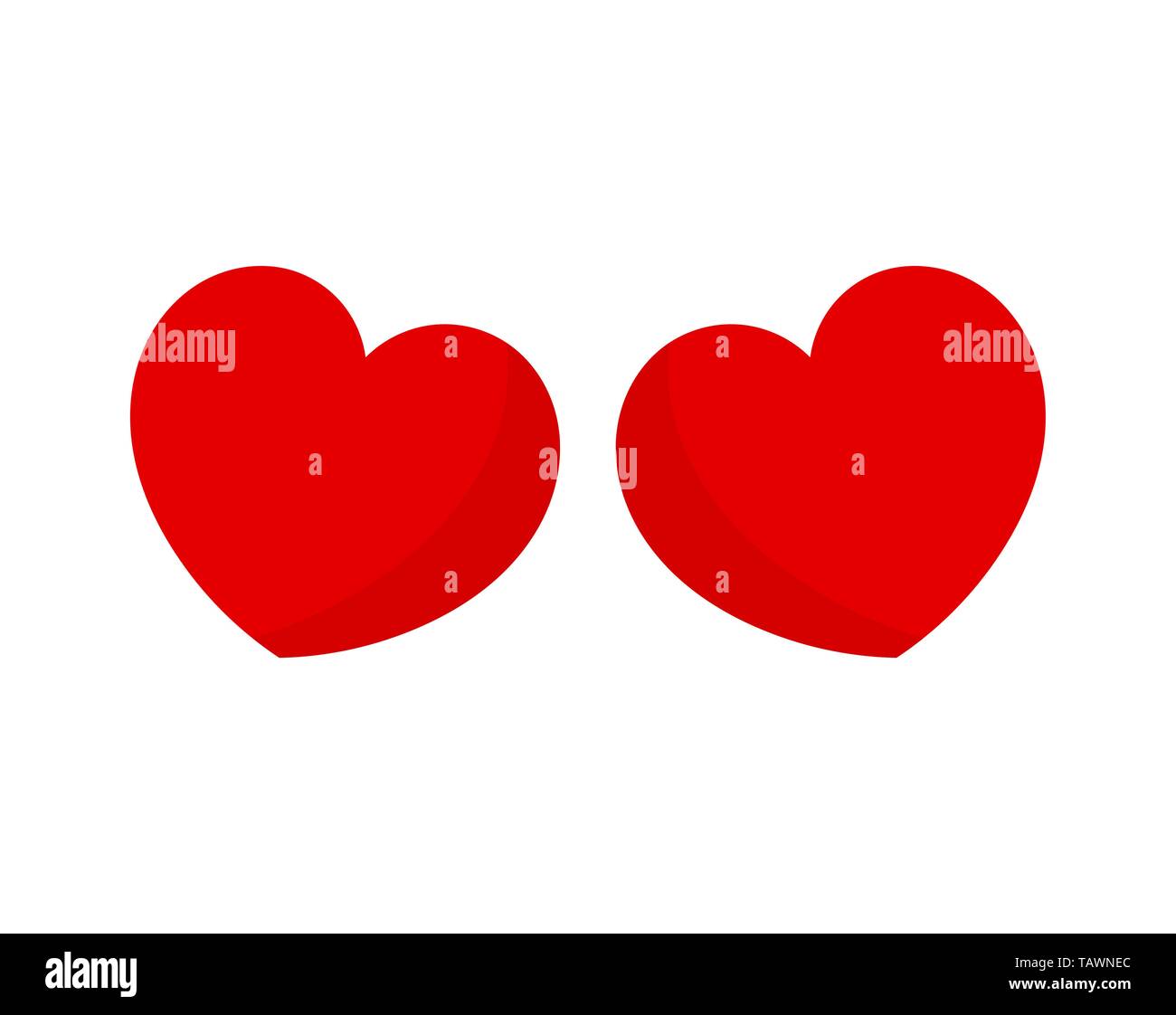 Zwei rote Herzen auf weißem Hintergrund Symbole. Vector Illustration ...