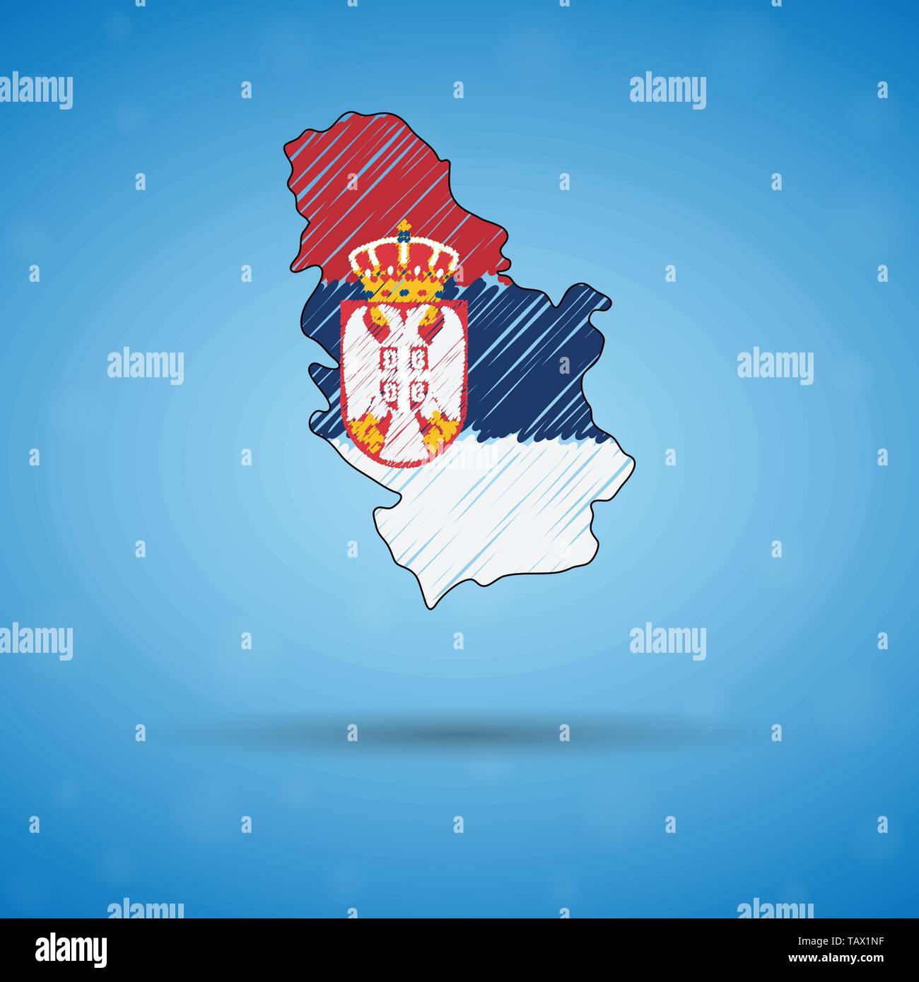 Scribble Karte von Serbien. Skizze Land Karte für Infografik ...