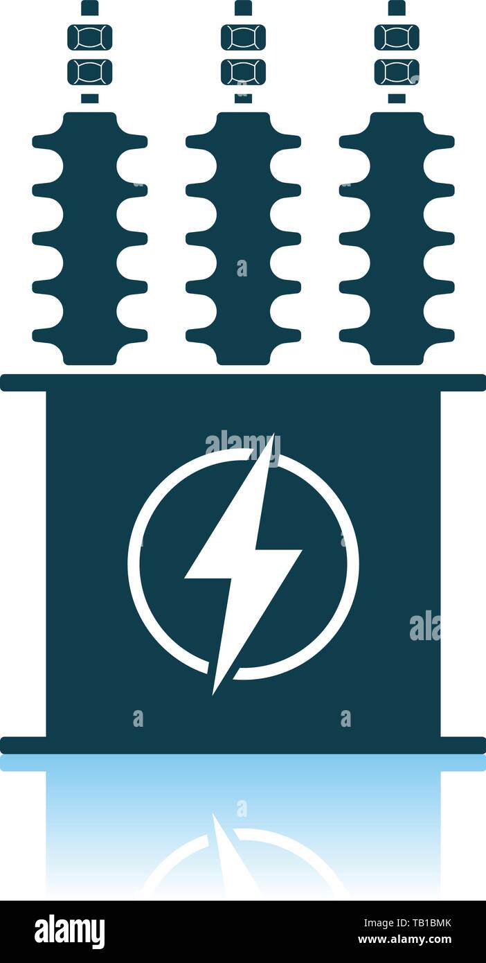 Elektrischer transformator Symbol. Schatten Reflexion Design. Vector ...