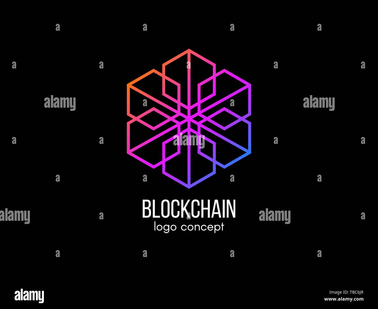 Blockchain logo Konzept. Moderne Technik Design. Color Cube Schriftzug ...