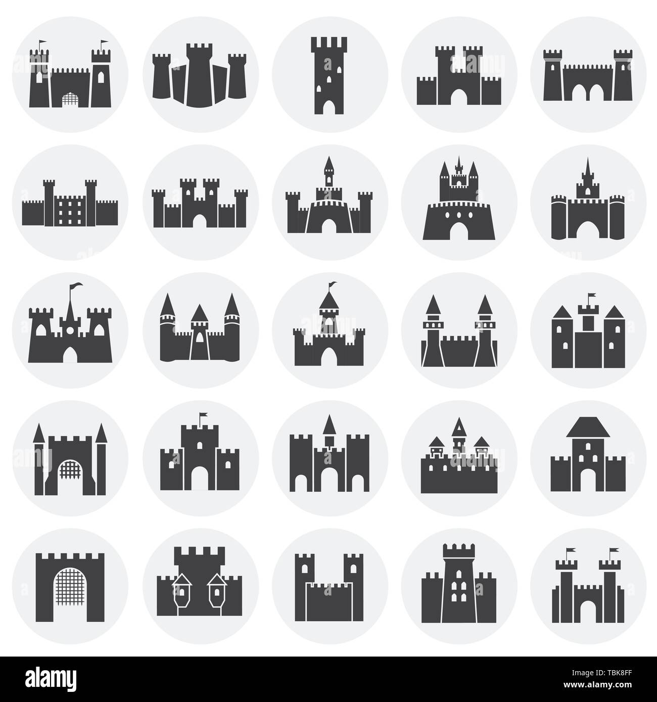 Schloss Symbole auf dem Hintergrund für Grafik- und Webdesign. Einfache ...