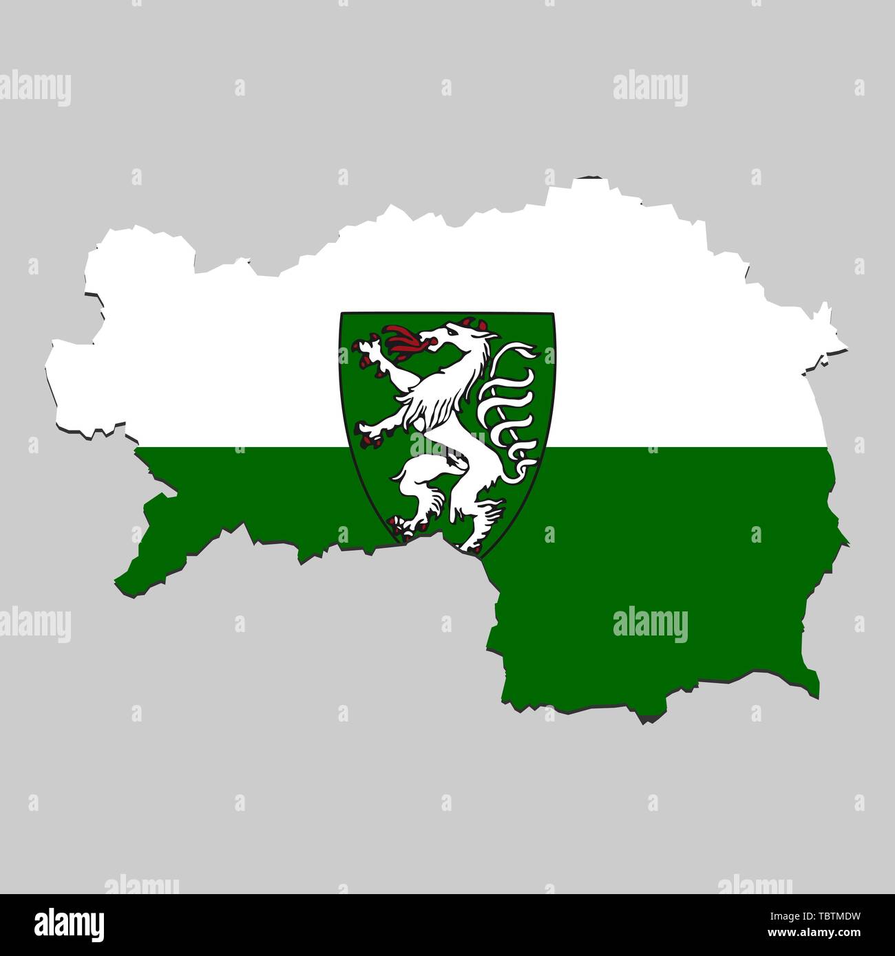 Karte von Steiermark ist ein Staat Österreich mit Flagge. Vector ...