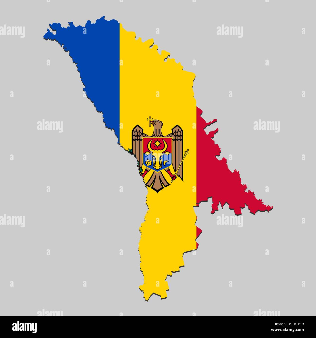 Karte der Republik Moldau mit National Flagge. Vector Illustration ...