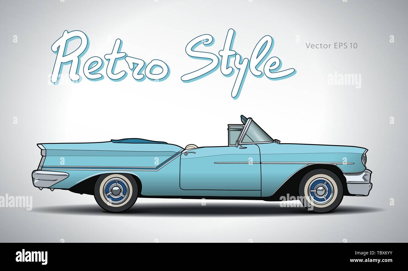 Retro auto Cabrio vector Zeichnen isoliert Abbildung Stock-Vektorgrafik ...