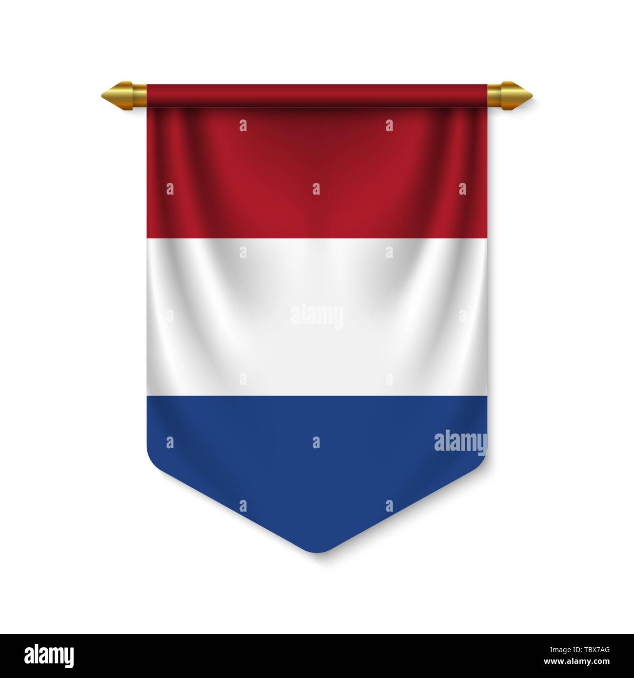 3d realistische Wimpel mit Flagge der Niederlande. Vector Illustration ...