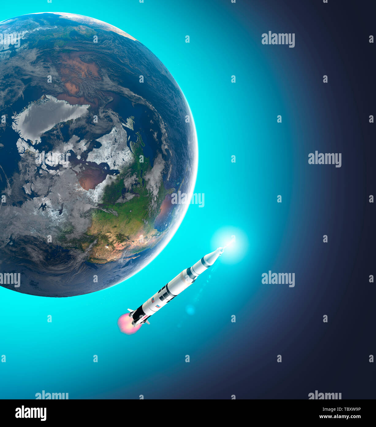 Start der Saturn V Rakete auf den Mond, in dem der 50. Jahrestag der ...