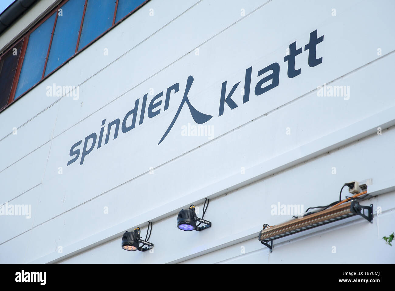 03.06.2019, Berlin: das Logo von Spindler und Klatt auf einer Hauswand ...